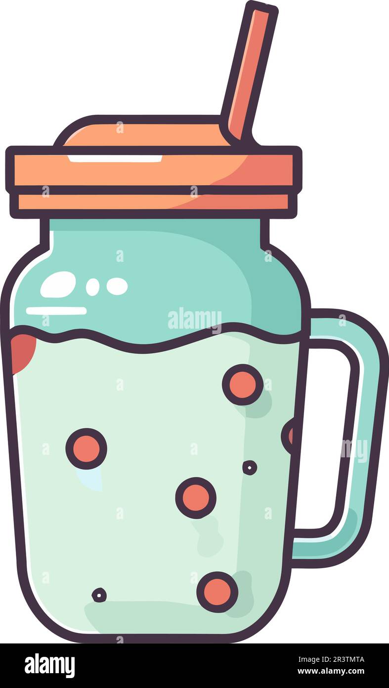 Refreshing summer cocktail in cute cartoon design Stock Vector Image ...