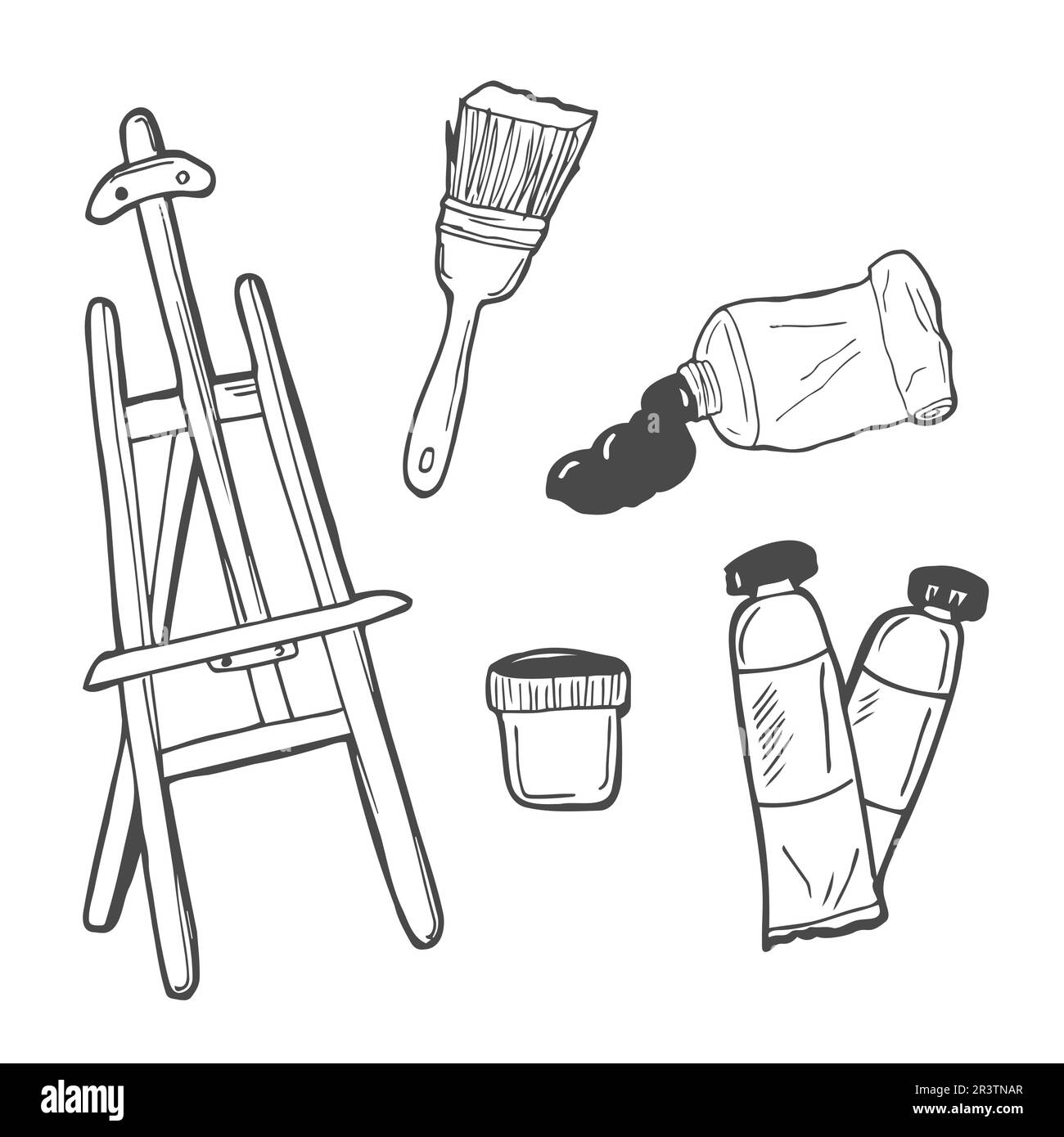 Artist tools sketch hand drawn set vector white and black desing Stock Vector Image Art Alamy