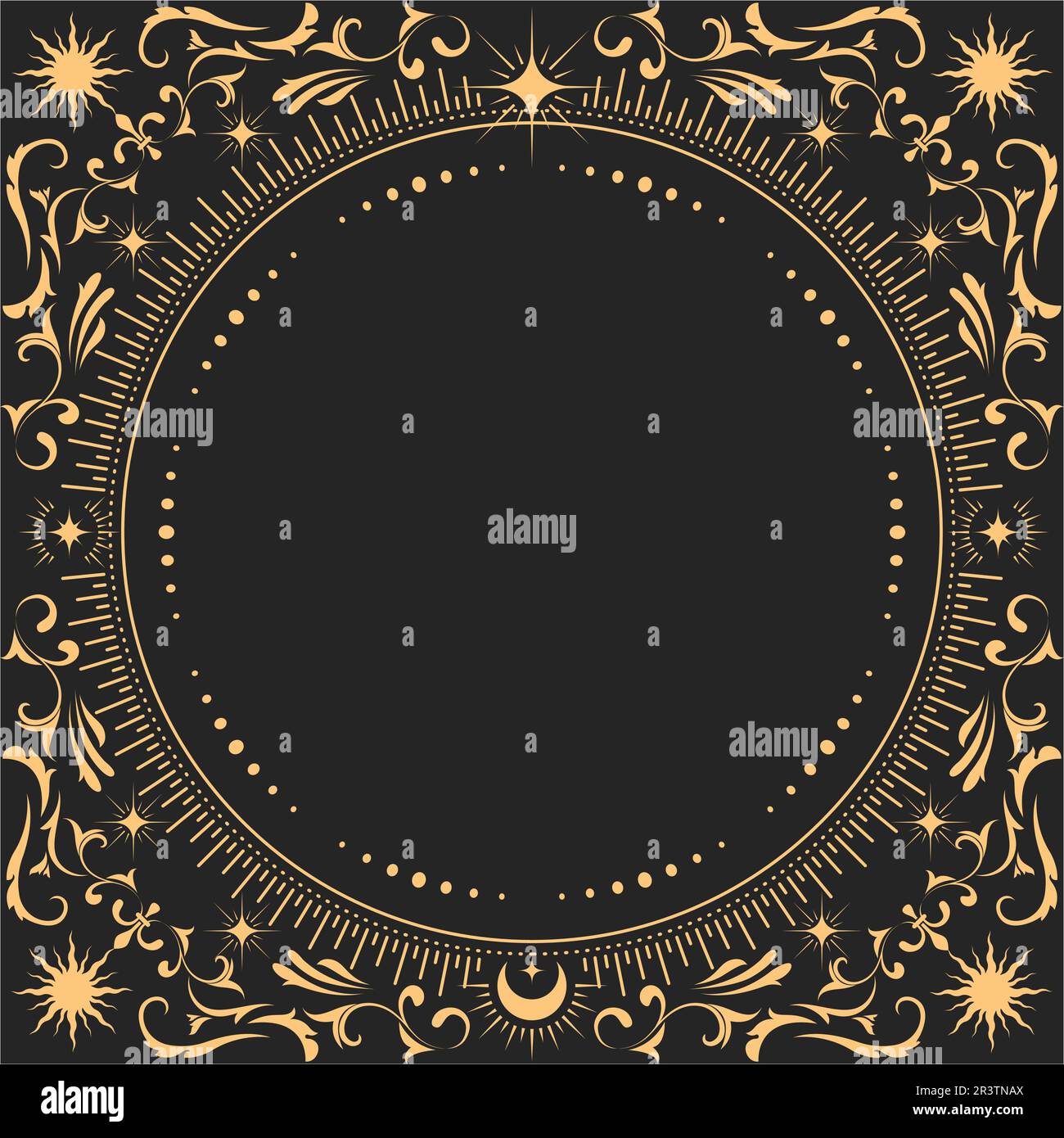 Ornamental mystic round frame with fancy pattern, tarot magic and ...