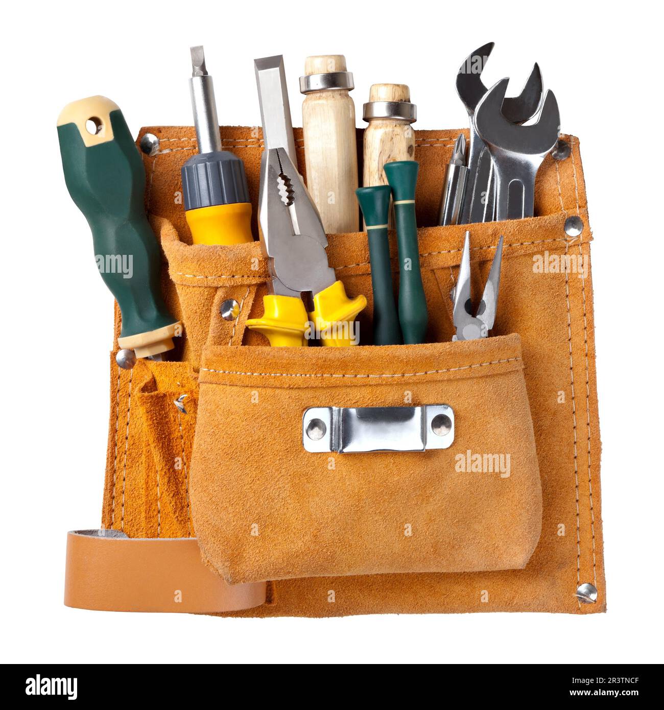 set of tools in tool box isolated at white background Stock Photo - Alamy