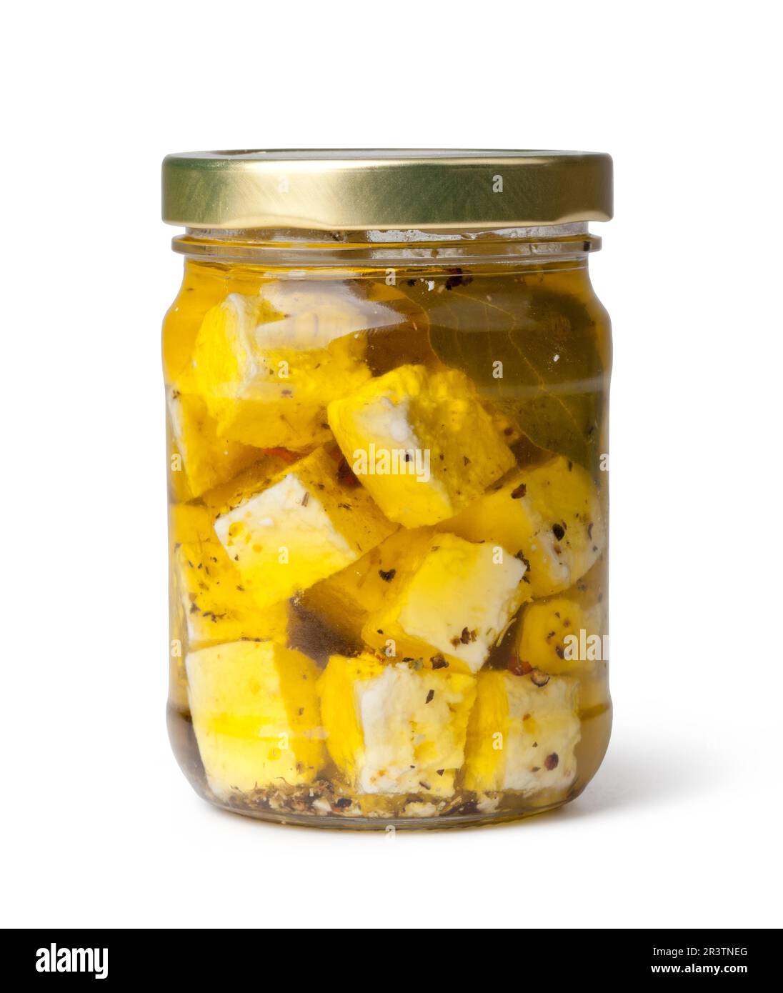 Preserved cheese feta on white background Stock Photo - Alamy