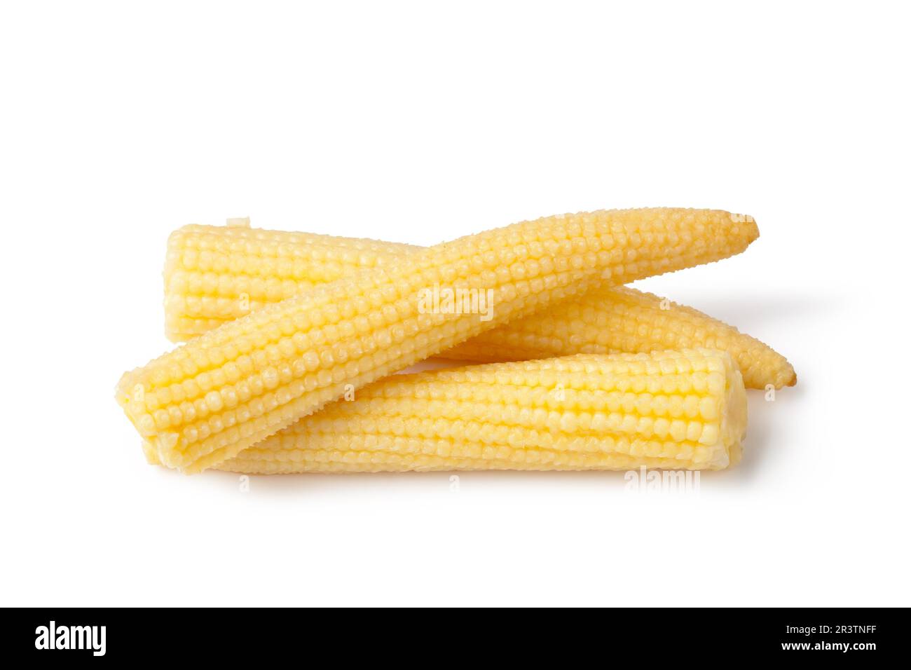 Pickled small flexible corn isolated on white Stock Photo - Alamy
