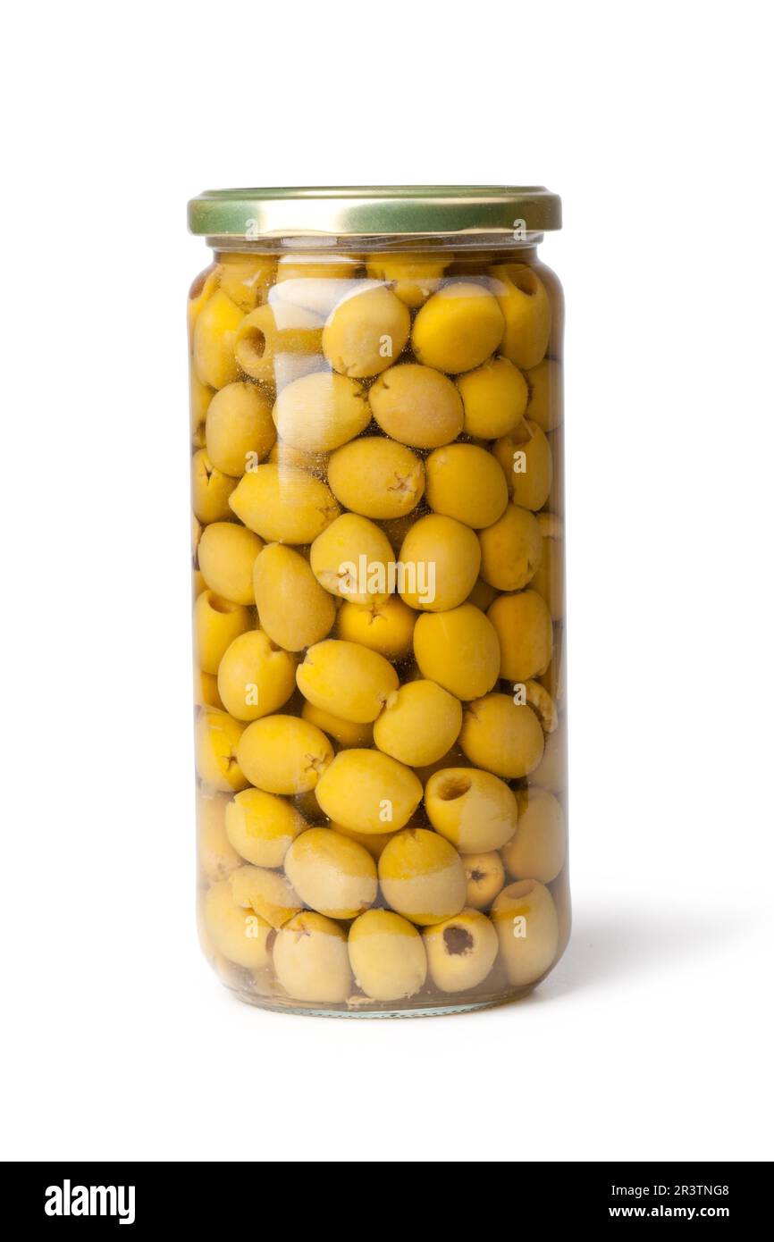 Preserved olives on white background Stock Photo - Alamy