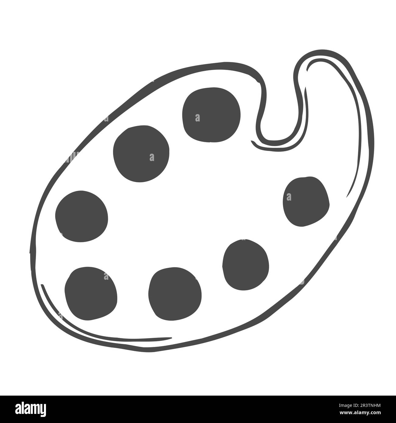 Palette with paint brush hand drawn outline doodle icon. Vector sketch ...