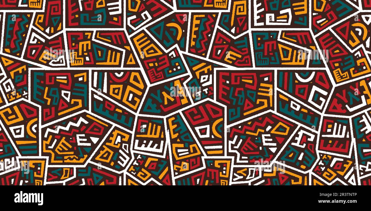 Hand drawn abstract seamless pattern, ethnic background, african style ...