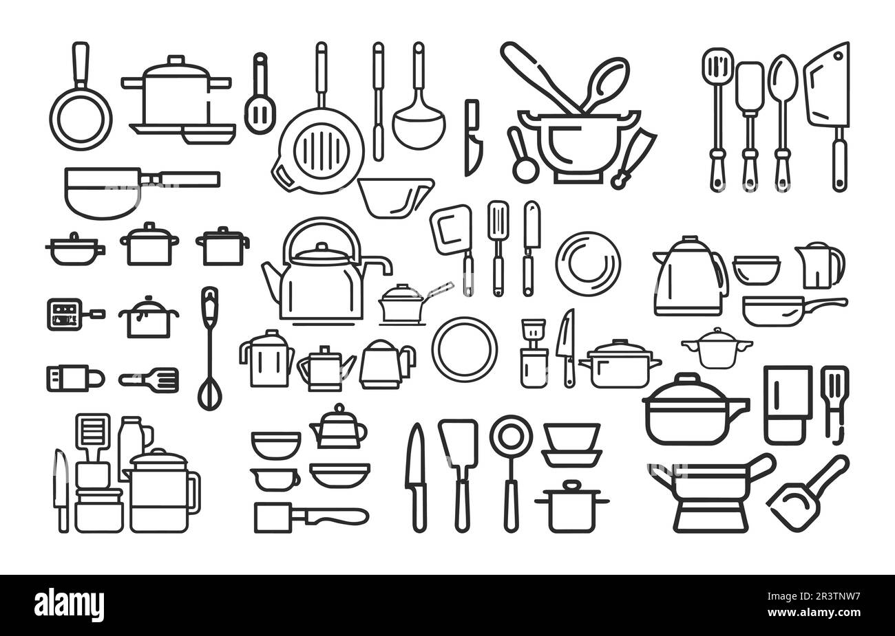 Kitchen supplies vector set. House icons. Different kitchen utensils ...