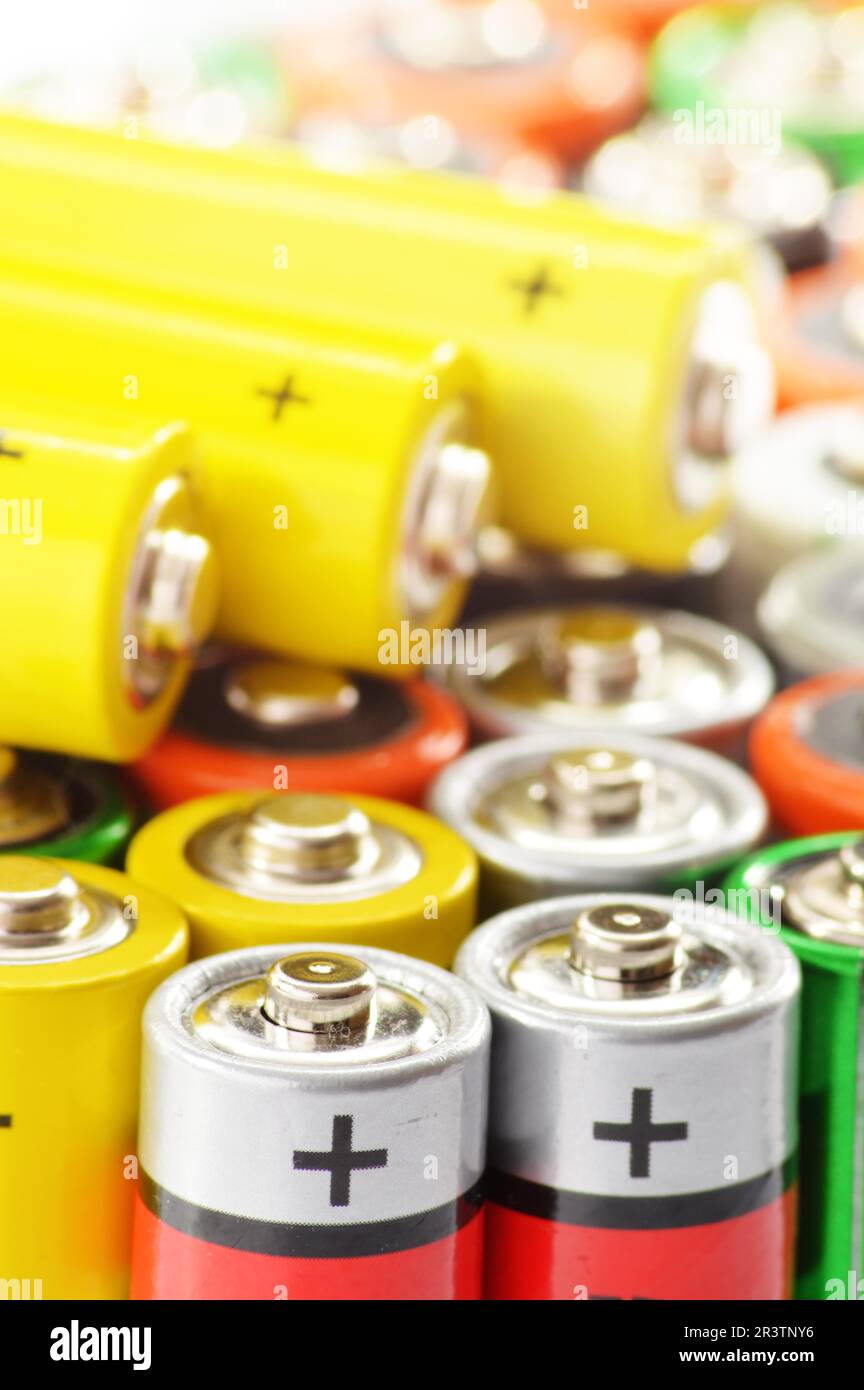 Composition with alkaline batteries Stock Photo - Alamy