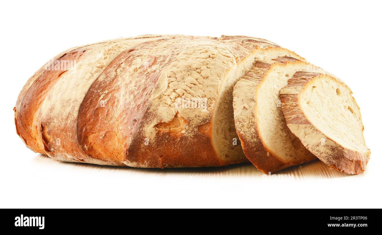 Large loaf of bread isolated on white background Stock Photo - Alamy