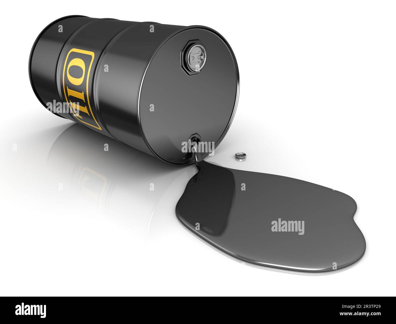 Oil Is Spilling From The Barrel Stock Photo - Alamy