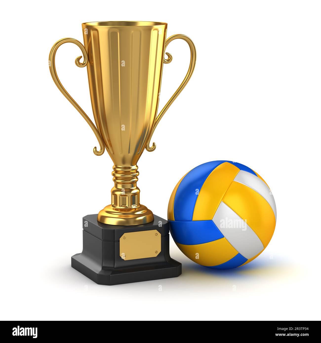 Golden cup and volleyball Stock Photo - Alamy