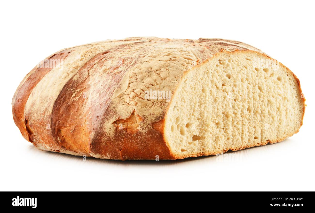 Large loaf of bread isolated on white background Stock Photo - Alamy
