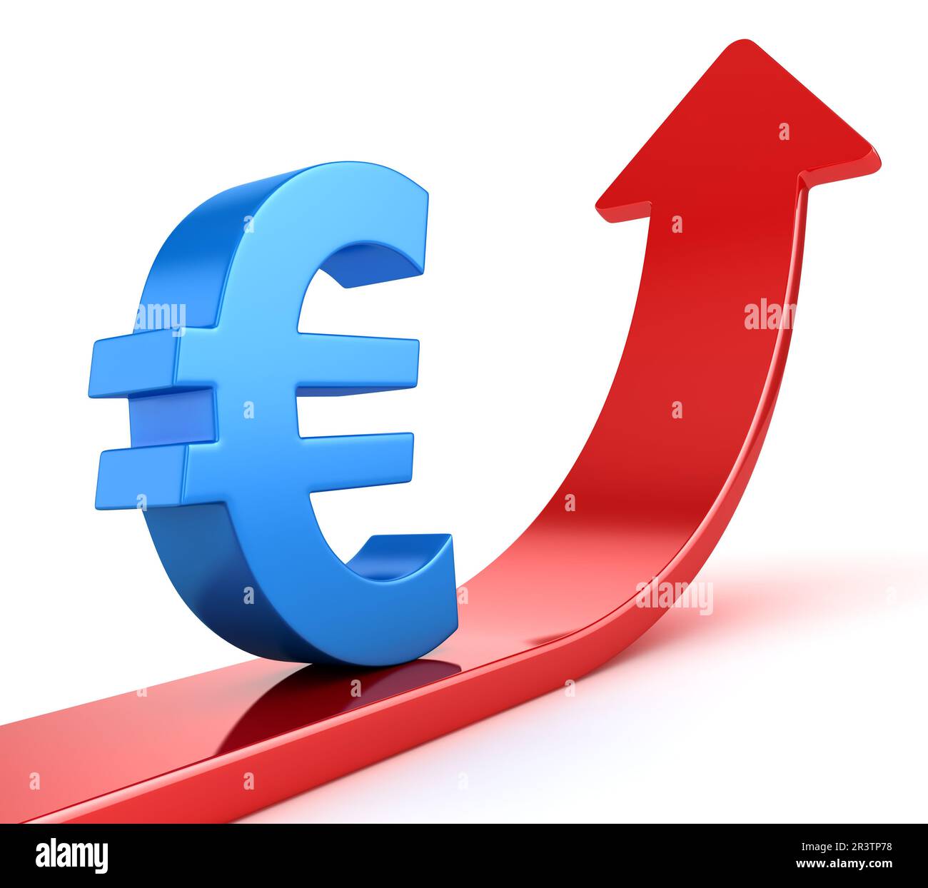 Blue Euro Sign and Red Arrow Stock Photo - Alamy