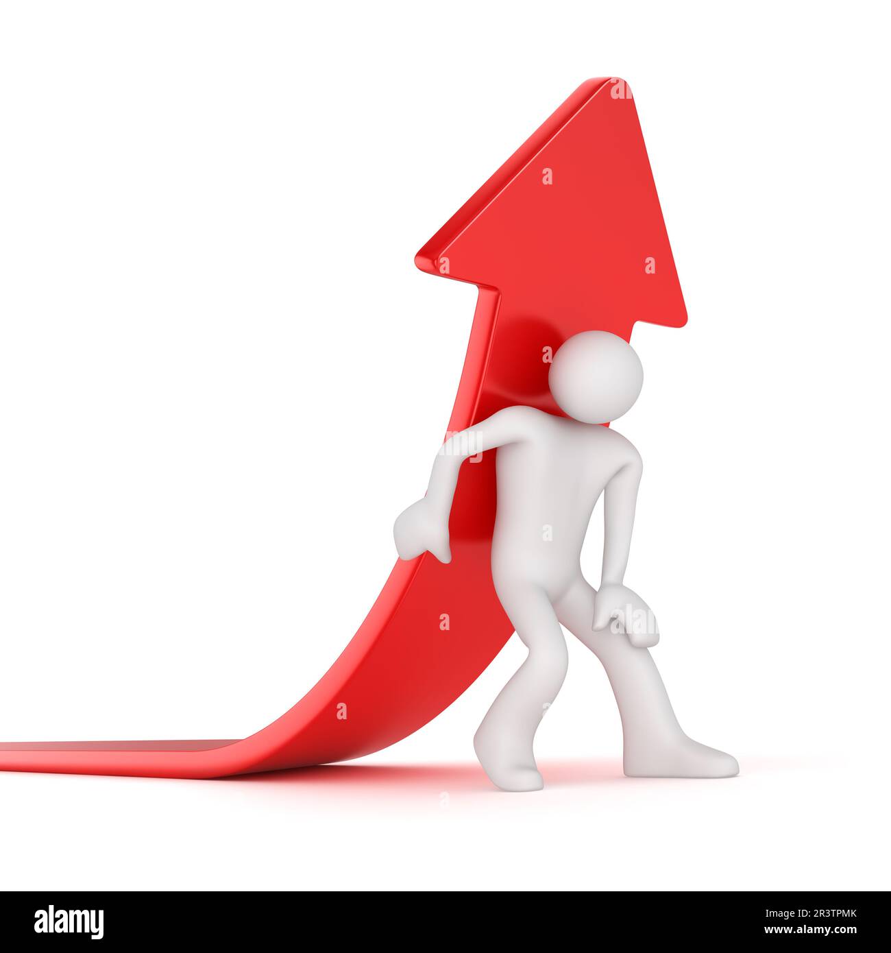 3d people pushing red arrow to up Stock Photo - Alamy