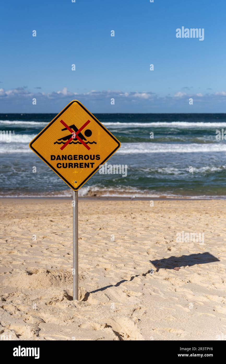 Warning sign at Bondi Beach, Sydney New South Wales, Australia Stock ...