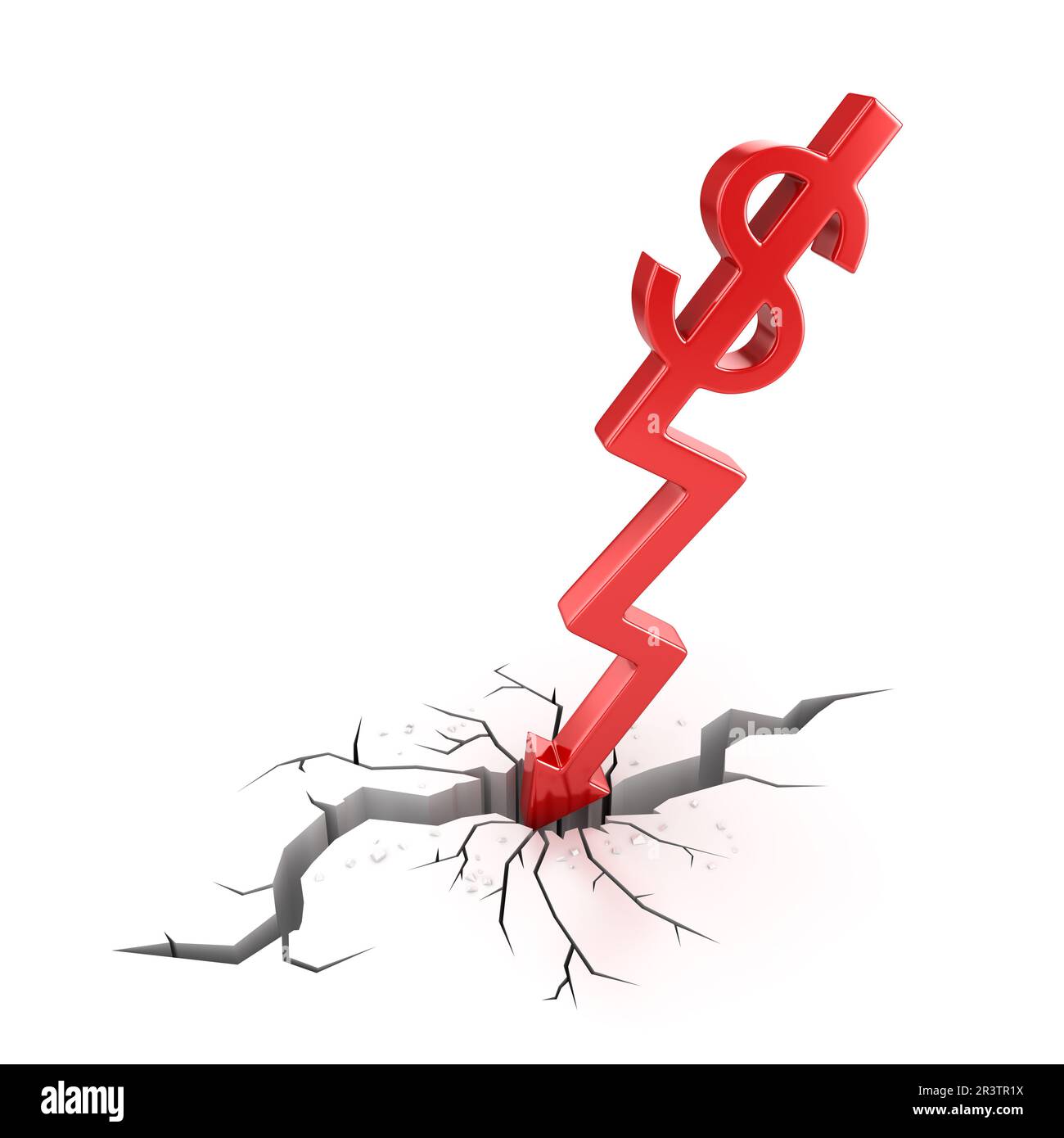Red Dollar Symbol Down to Ground Stock Photo - Alamy