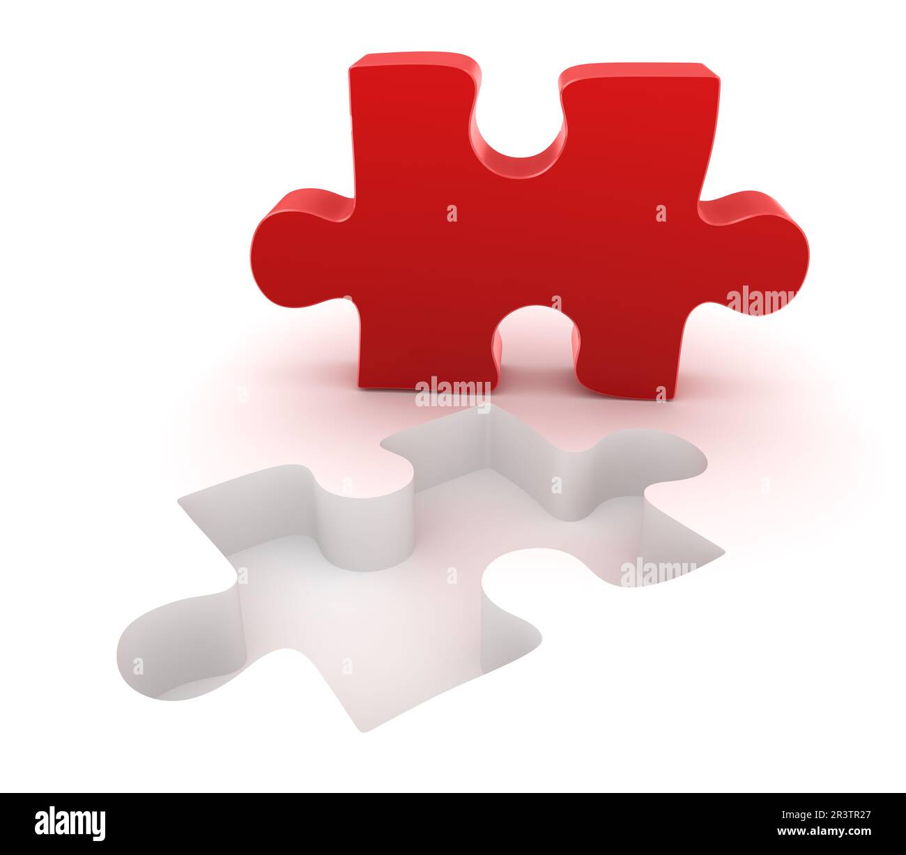 Final red puzzle piece Stock Photo - Alamy