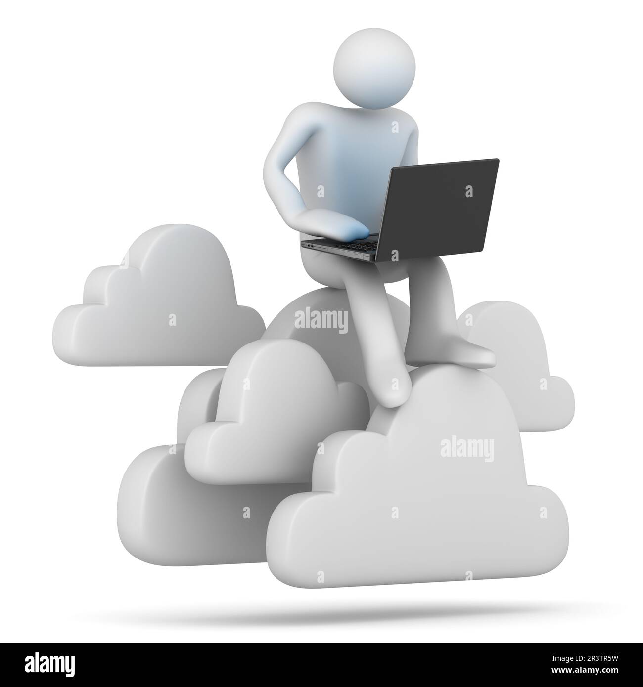 Man Sitting on Cloud Computing Symbol Stock Photo - Alamy