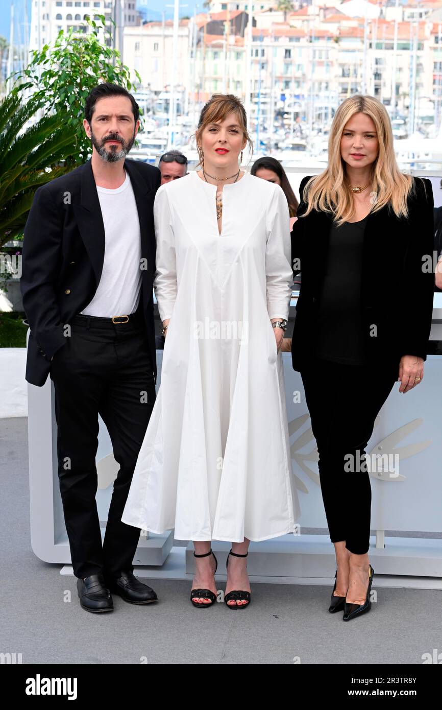 Melvil Poupaud, Valerie Donzelli, Virginie Efira 76th Cannes Film Festival Photocall of the ...