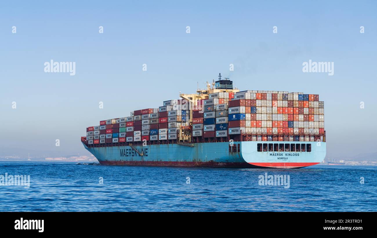 Cargo ship, Bay of Gibraltar, Spain Stock Photo - Alamy