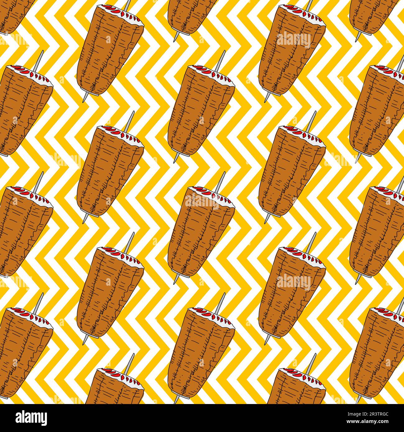 Shawarma Kebab pattern fast food. Seamless pattern. Concept of doner ...