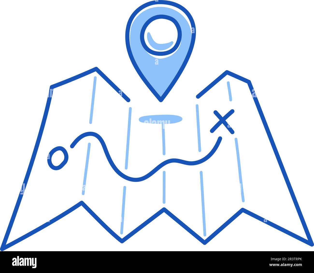 Location map pin gps doodle. Hand drawn sketch doodle style location map. Blue pen line stroke ...