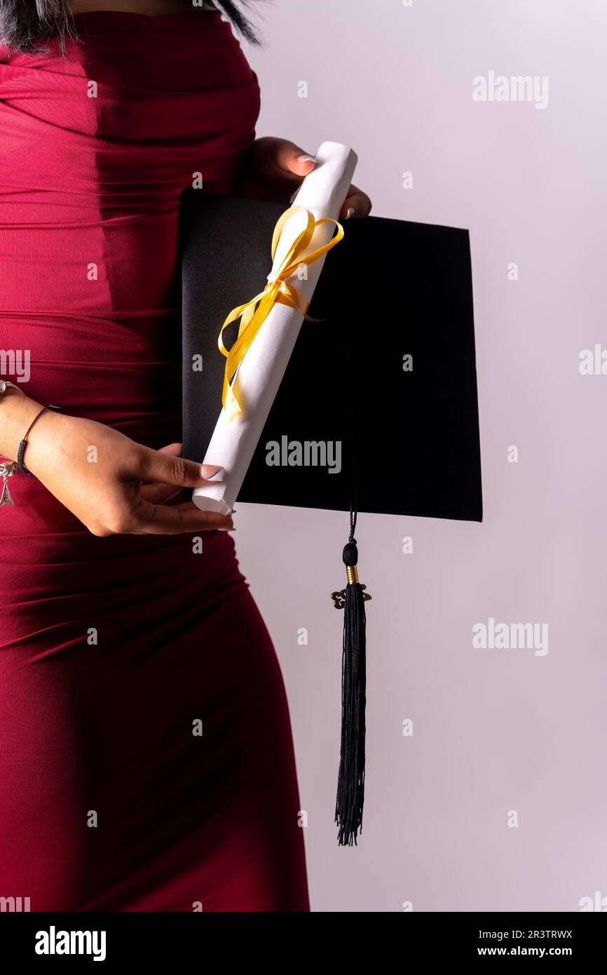 Female student in a graduation photo. End of education degree with ...