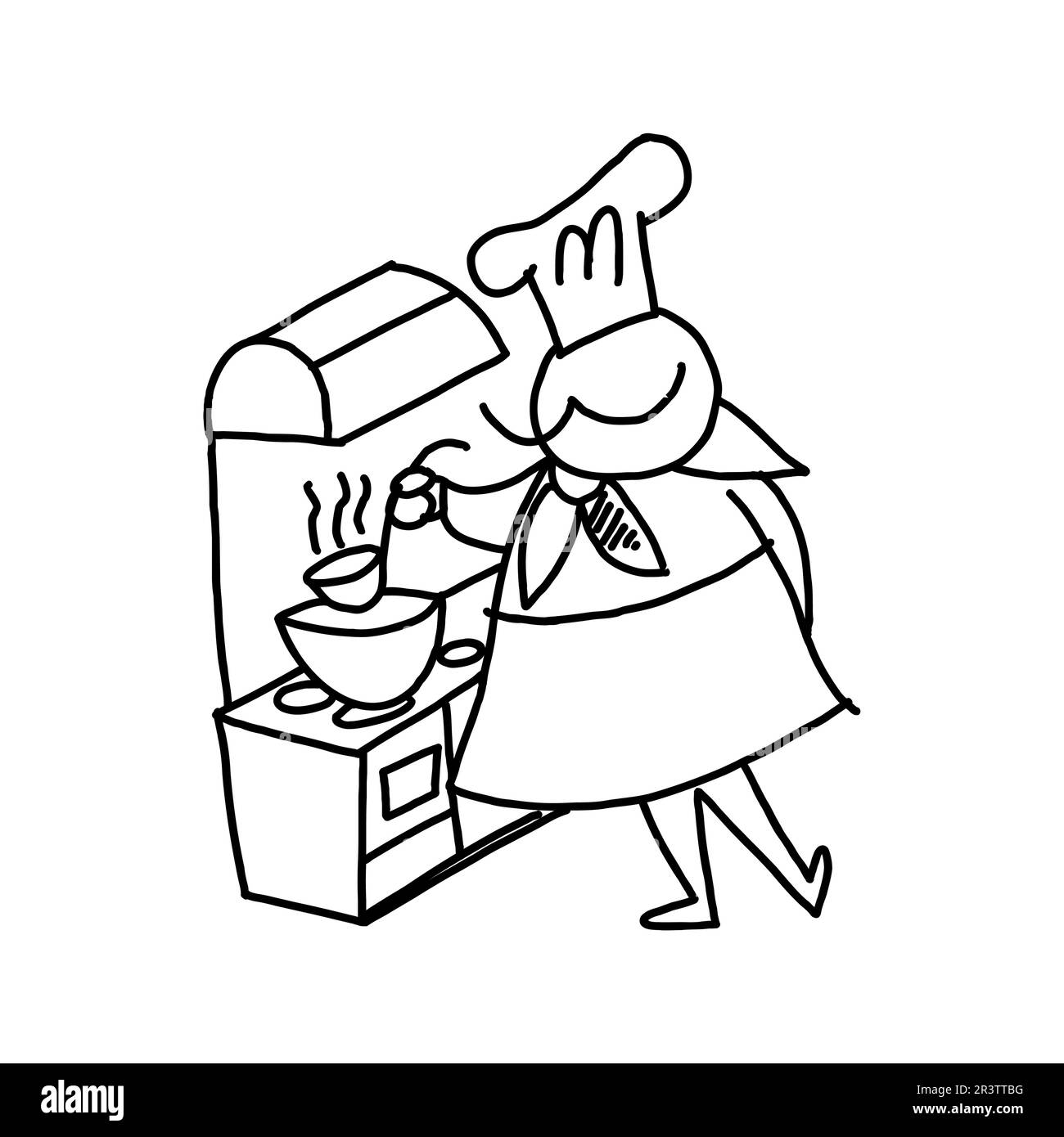 Mustache cook in chef costume. A simple retro logo design with a chef ...