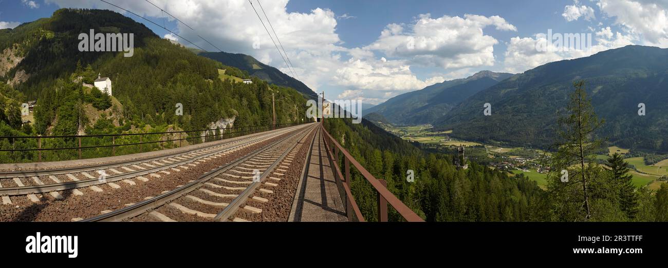 Bridge of the Tauern Railway with Falkenstein Castle, Obervellach ...
