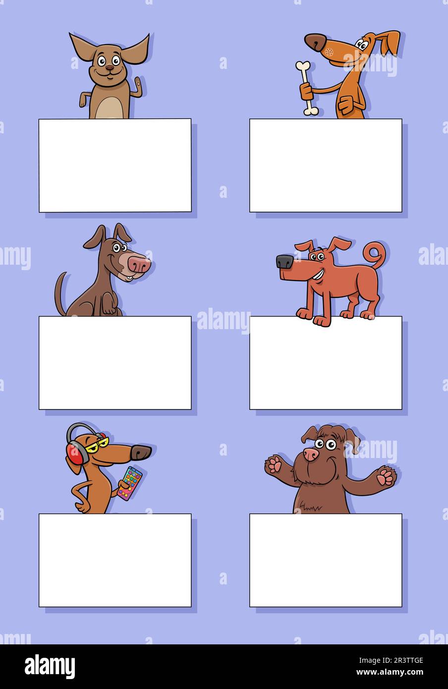 Cartoon illustration of dogs and puppies animal characters with blank ...