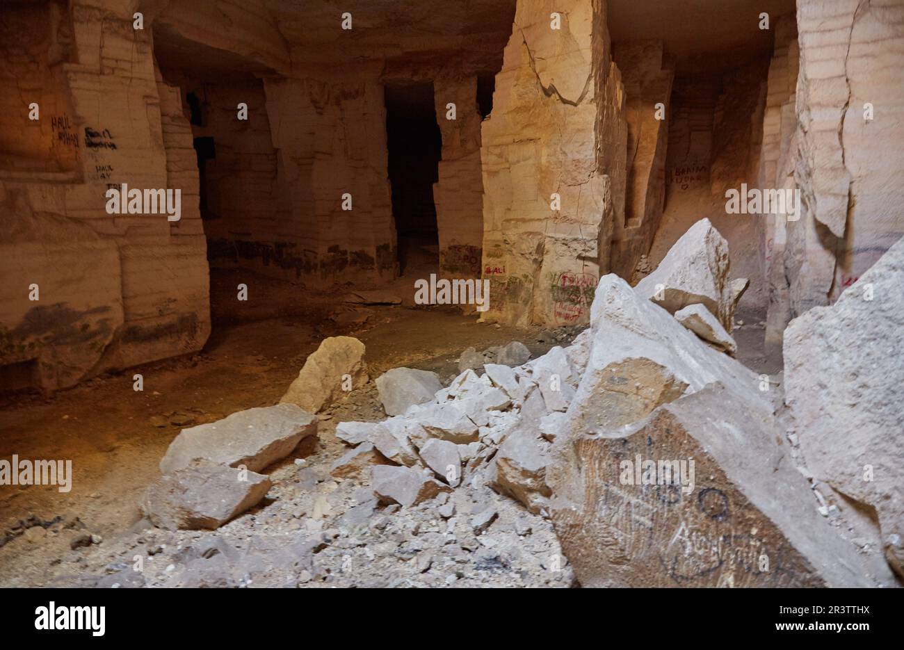 The Bazda Caves, in Urfa, Turkey, from which ancient builders quarried ...