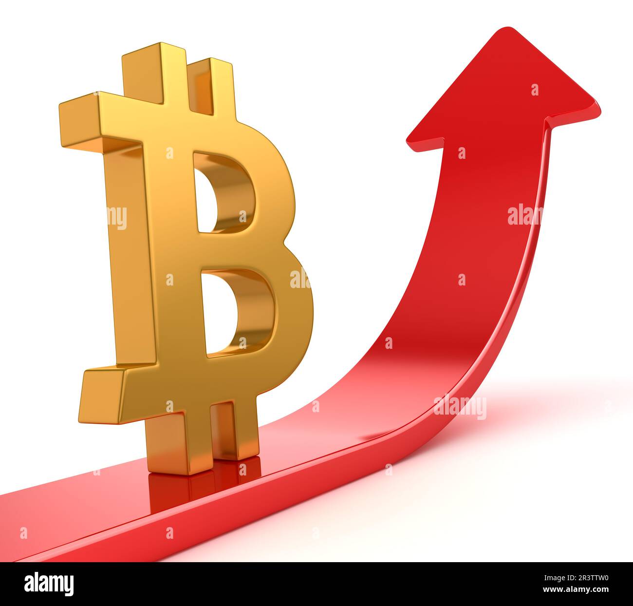 Bitcoin Symbol on Red Arrow Stock Photo - Alamy