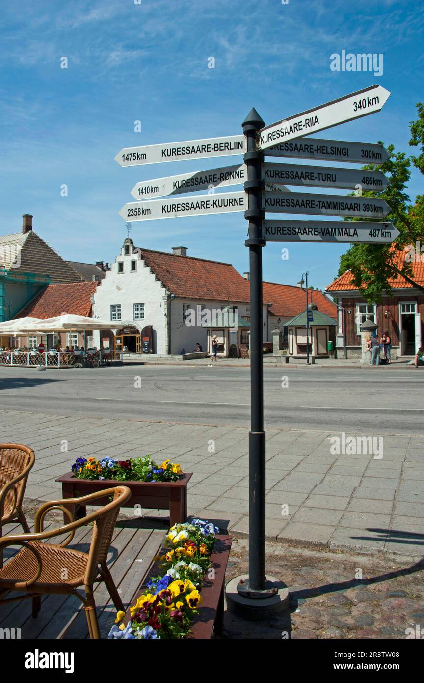 Road sign, Kuressaare, Saaremaa Island, Estonia, Baltic States, Europe ...