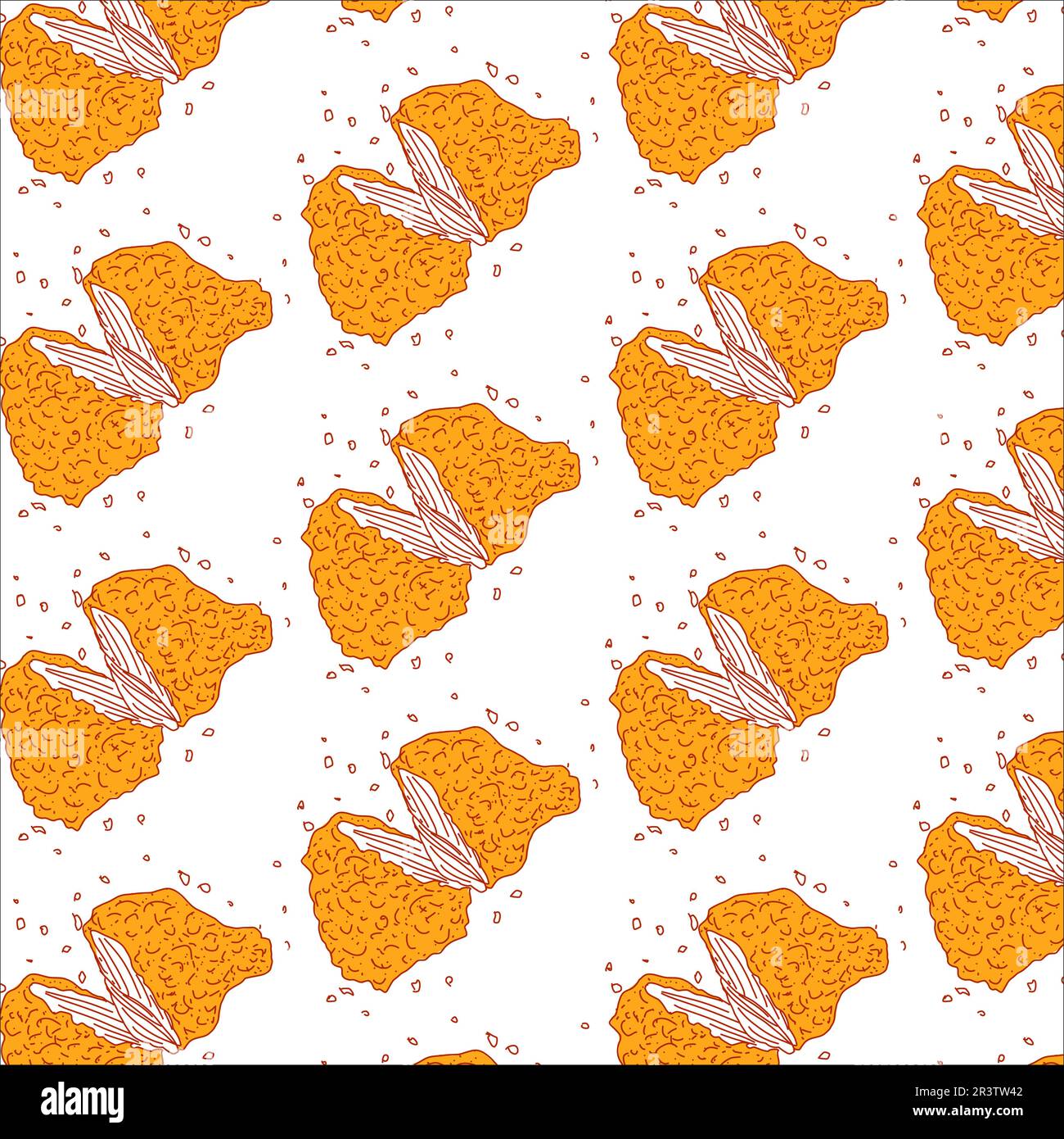 Chicken Fried Crispy Seamless Pattern. Fast food menu design elements ...