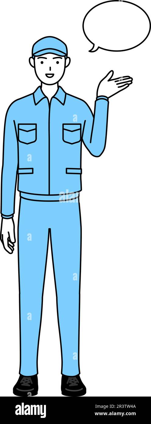 Man in hat and work clothes giving directions, with a wipeout, Vector ...