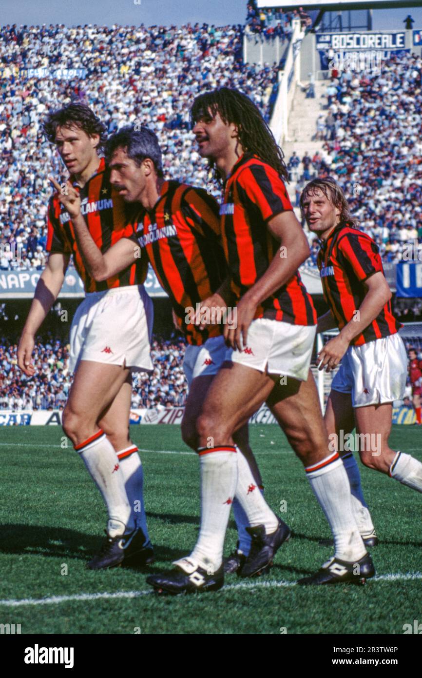 Pietro Paolo VIRDIS 2nd from left (AC Milan) has just scored the 1:2 ...