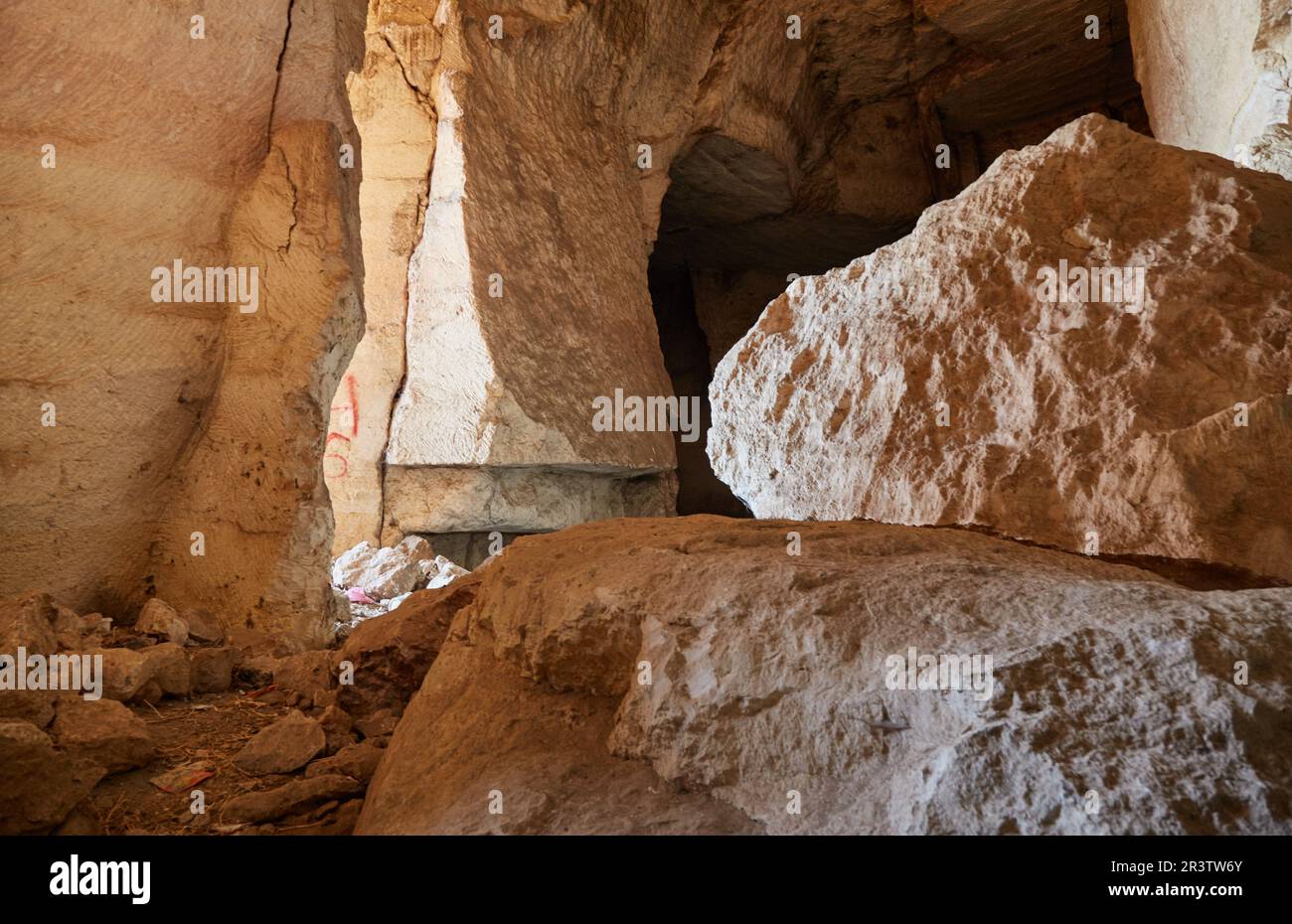 The Bazda Caves, in Urfa, Turkey, from which ancient builders quarried ...