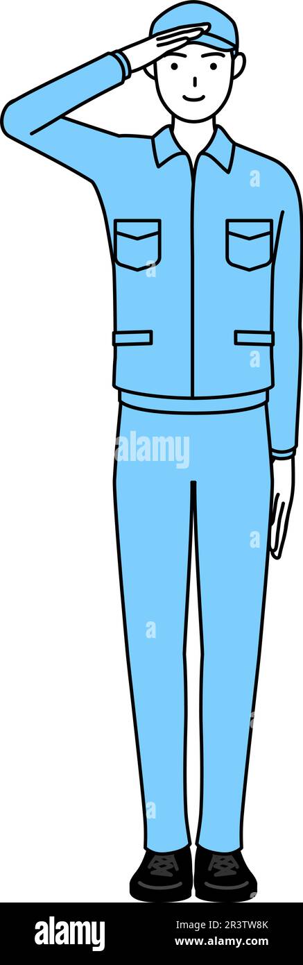 Man in hat and work clothes making a salute, Vector Illustration Stock ...