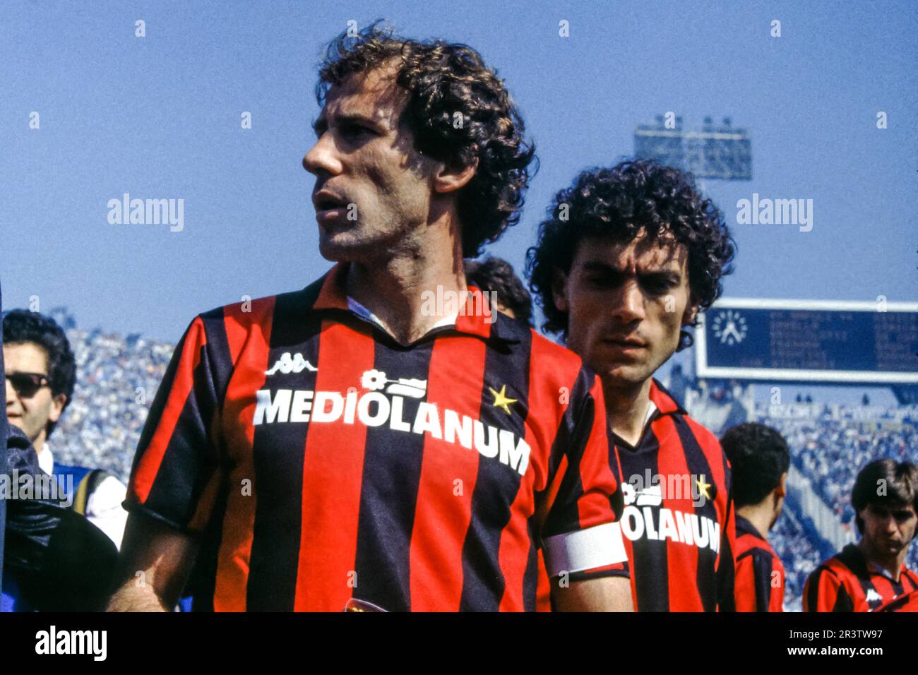 Captain Franco BARESI (AC Milan) l. and Roberto DONADONI (AC Milan) in ...