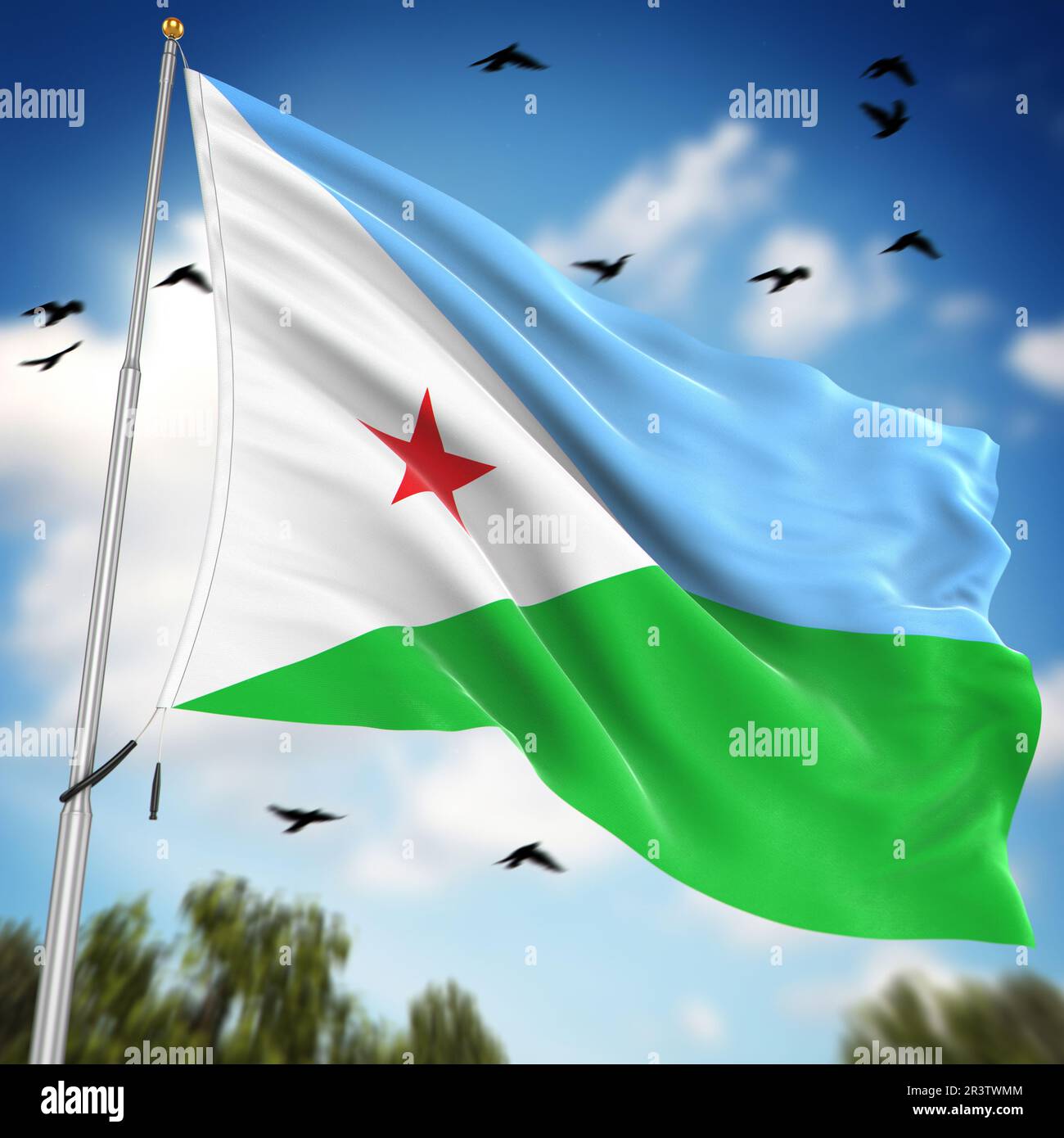 Flag of Djibouti Stock Photo - Alamy