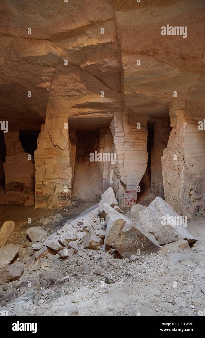 The Bazda Caves, in Urfa, Turkey, from which ancient builders quarried ...