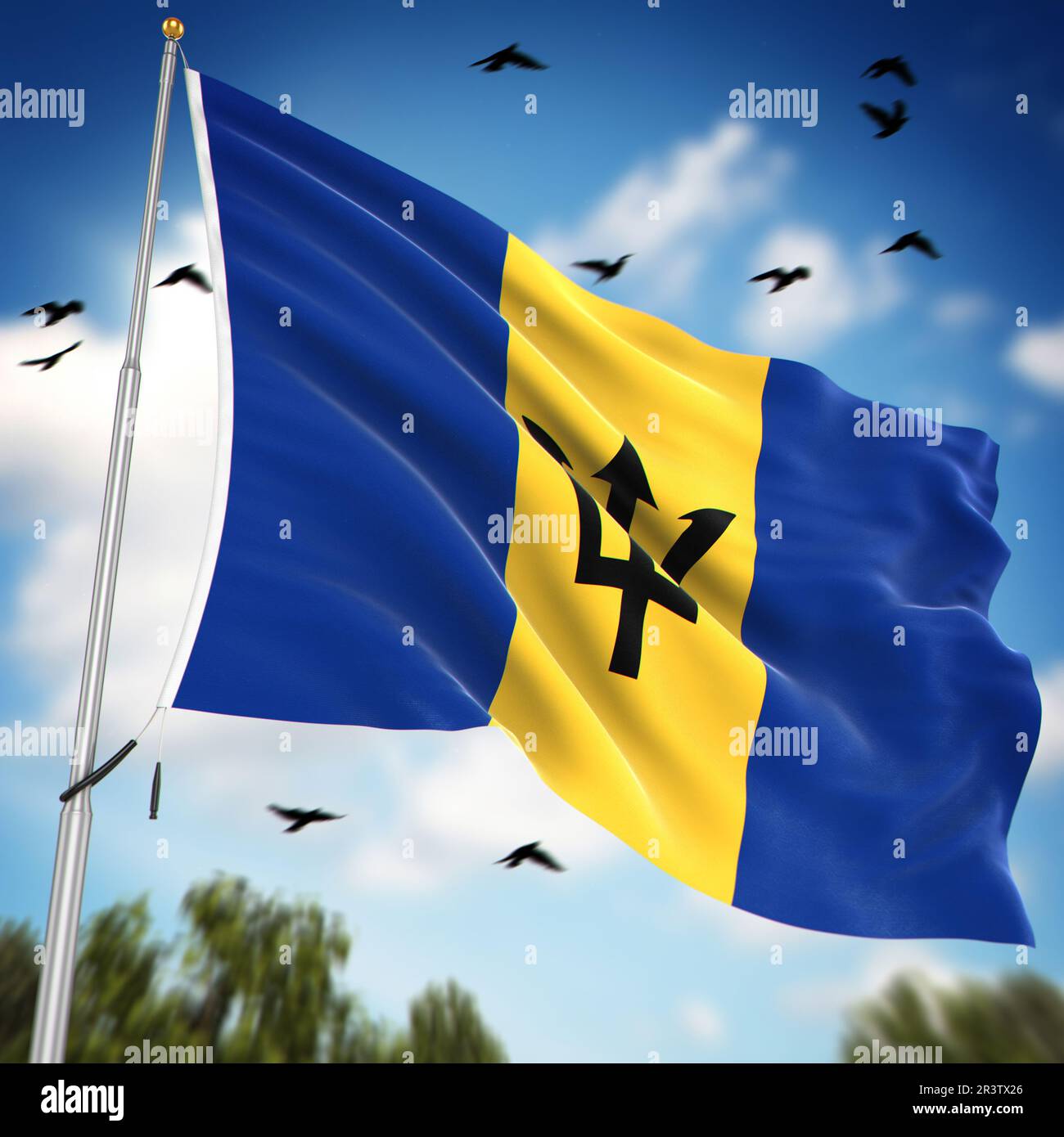 3d rendering barbados flag hi-res stock photography and images - Alamy