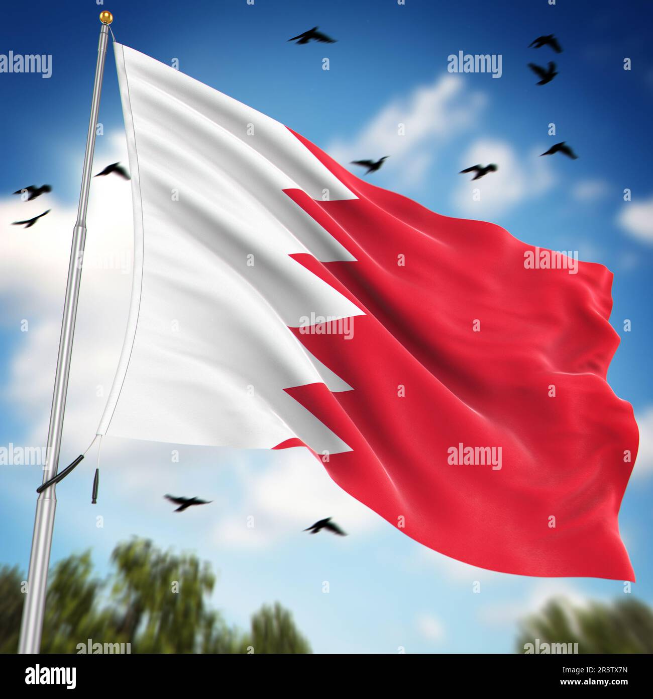 Flag of Bahrain Stock Photo - Alamy