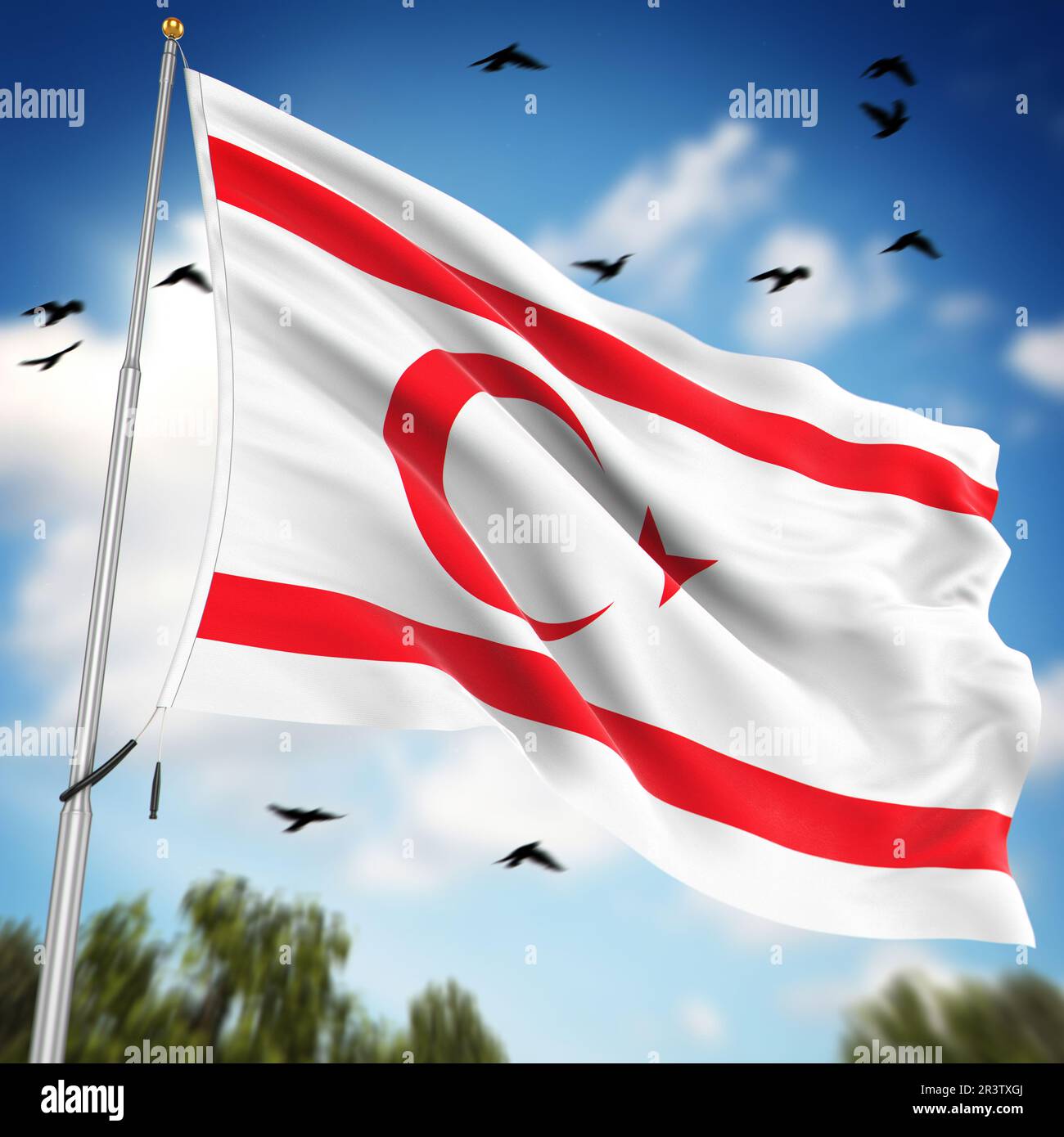 Flag of the Turkish Republic of Northern Cyprus Stock Photo - Alamy