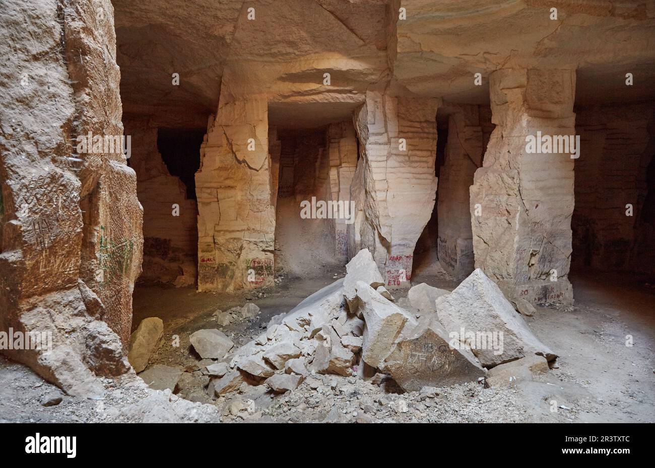 The Bazda Caves, in Urfa, Turkey, from which ancient builders quarried ...