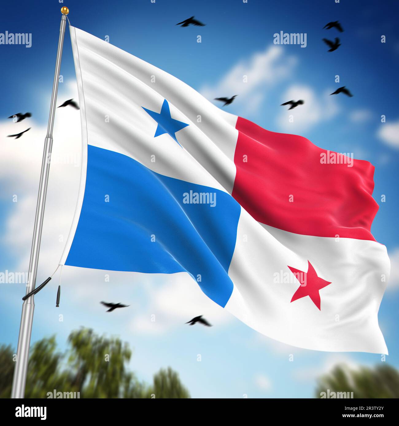 Flag panama waving hi-res stock photography and images - Alamy