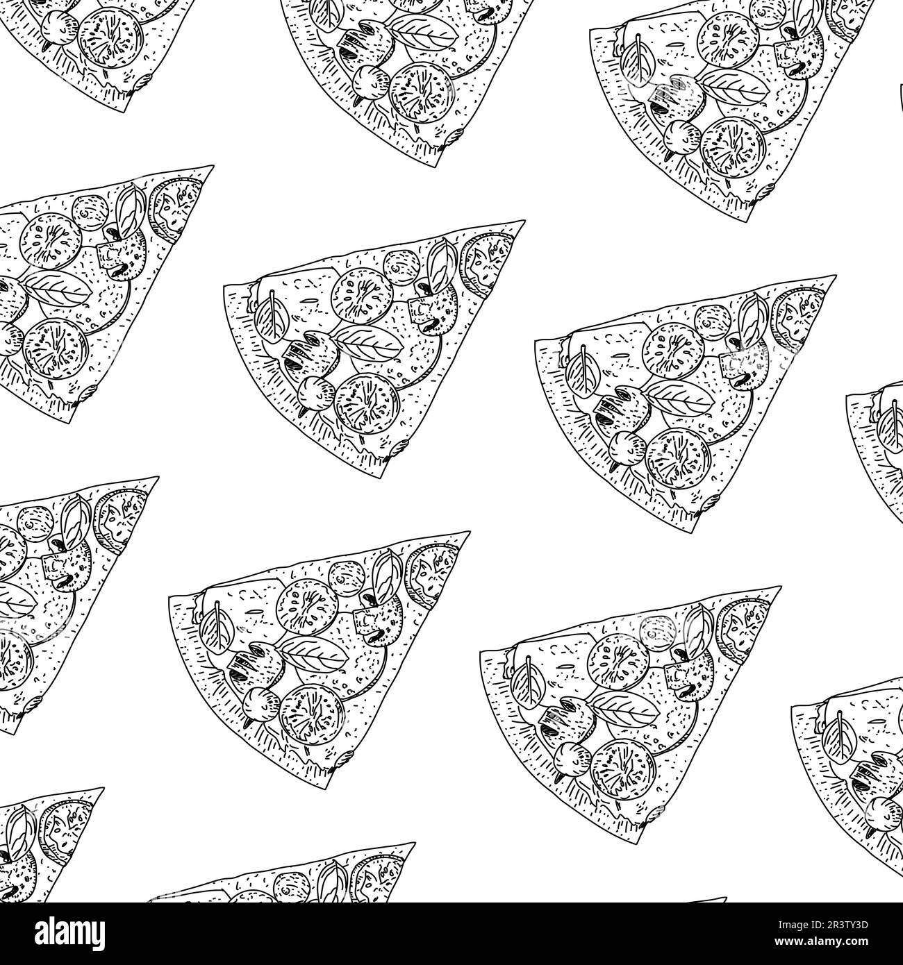 Seamless pizza pattern. Traditional Italian pizza. Pizza menu. top view ...