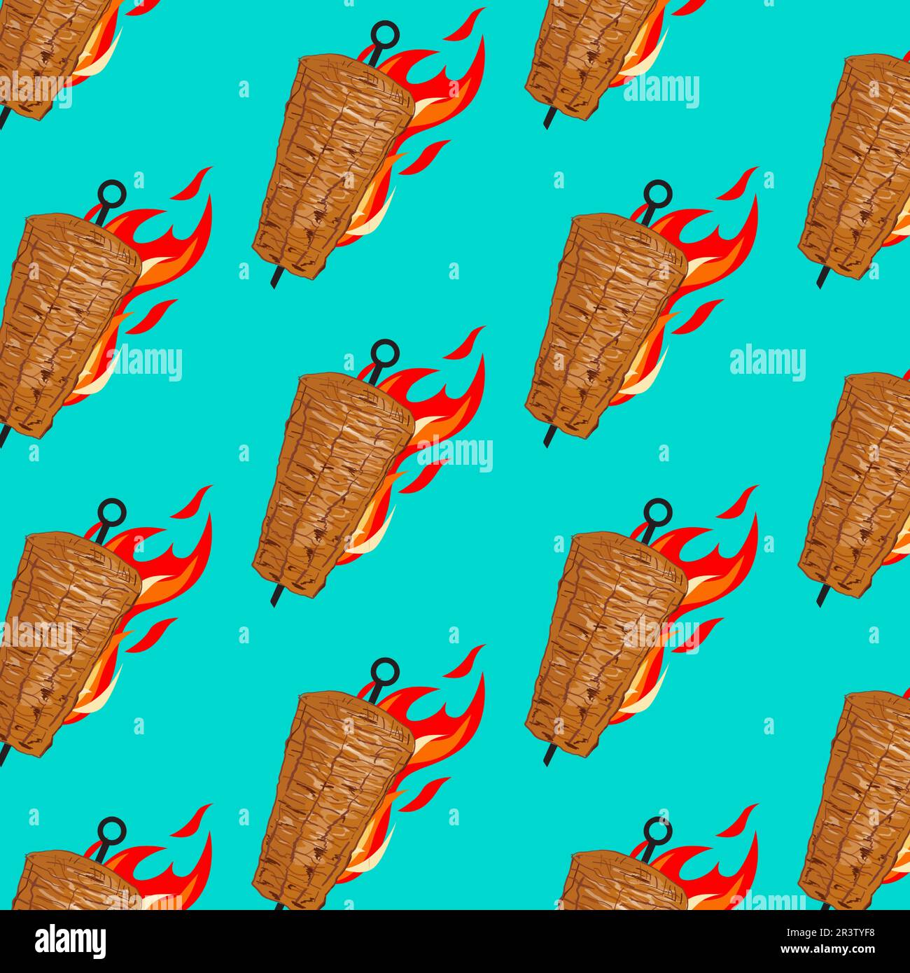 Shawarma Kebab pattern fast food. Seamless pattern. Concept of doner kebab, street food ...