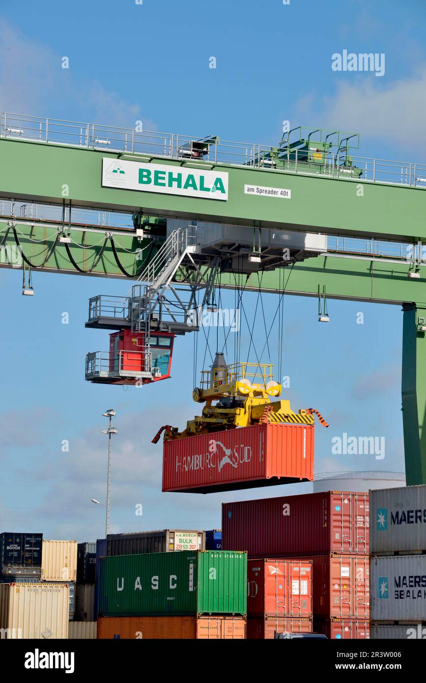 Container, loading crane, Behala, Westhafen, Berlin, Germany Stock ...