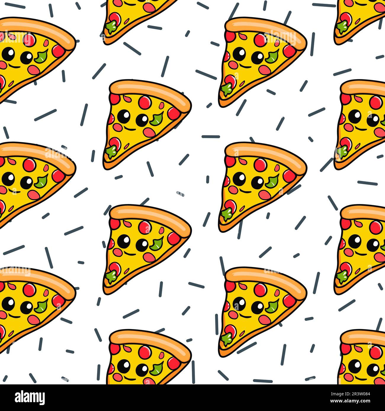 Seamless pizza pattern. Hand drawn pizza illustrations. Vector ...