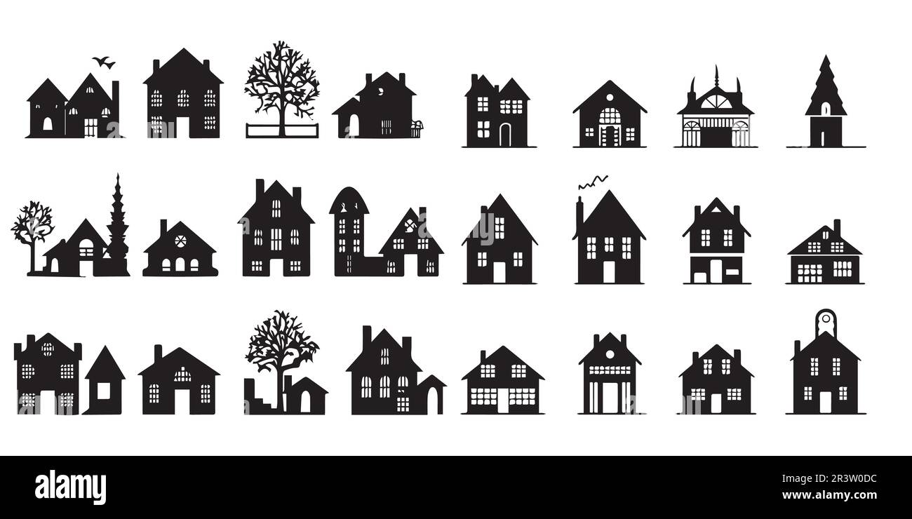 A collection of silhouettes houses vector design Stock Vector Image ...